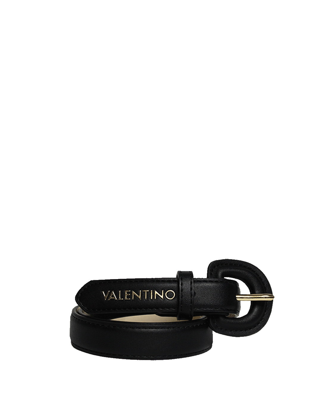 Black / Ecru Belt with Gold Logo | Rodem Shoes