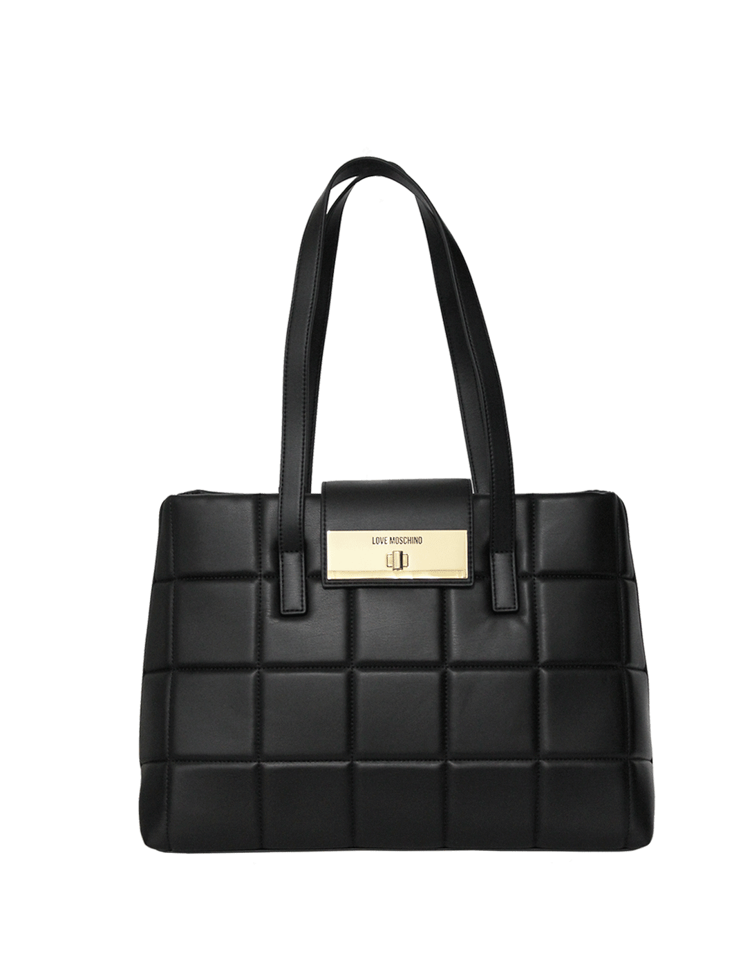 Black Geometrical Quilted Shopping Bag | Rodem Shoes
