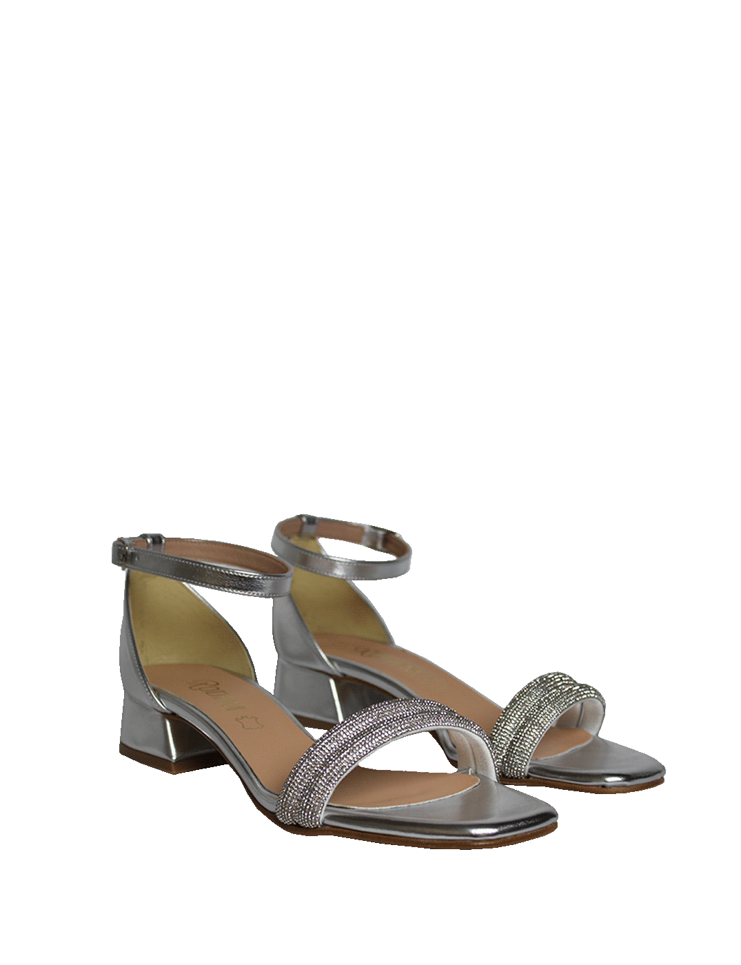 Silver Block Heel Sandals | Rodem Shoes